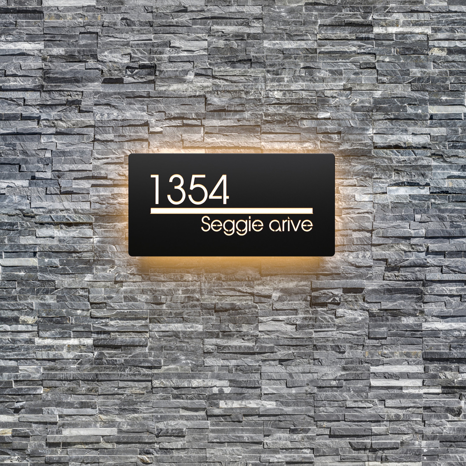 Metal Rectangle Led House Number Sign,modern Number Lighted Plaque ...