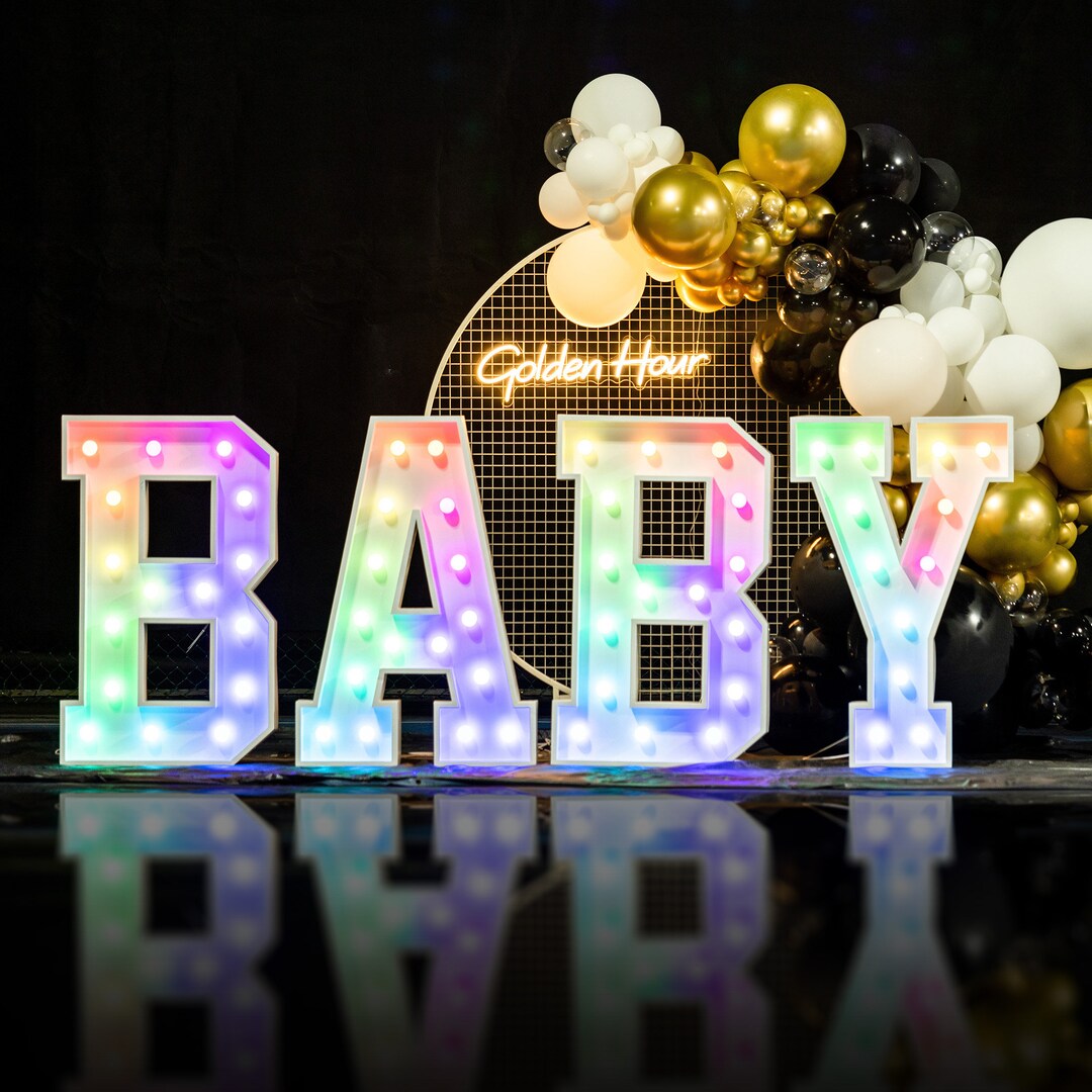 Baby Multicolor Marquee Letter,led Light up Letters,a-z Bulb Sign ...