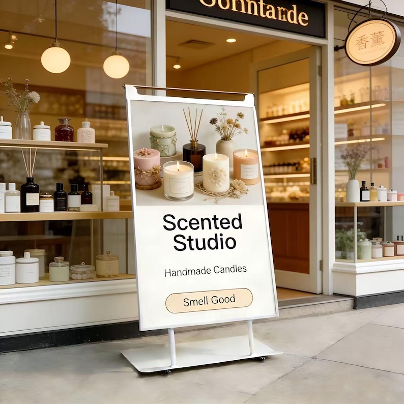 Movable Storefront Sign | Custom Metal A-frame With Wheels | Folding ...