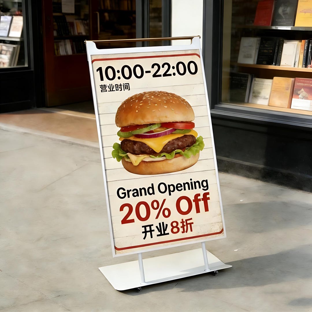 Movable Storefront Sign | Custom Metal A-frame With Wheels | Folding ...