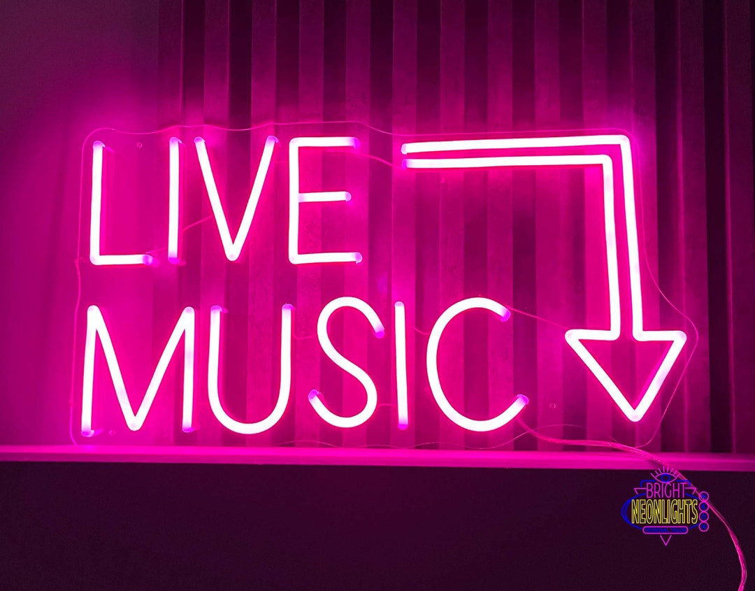 Handmade Live Music Neon Sign, Live Music Sign, Living Room Decor ...