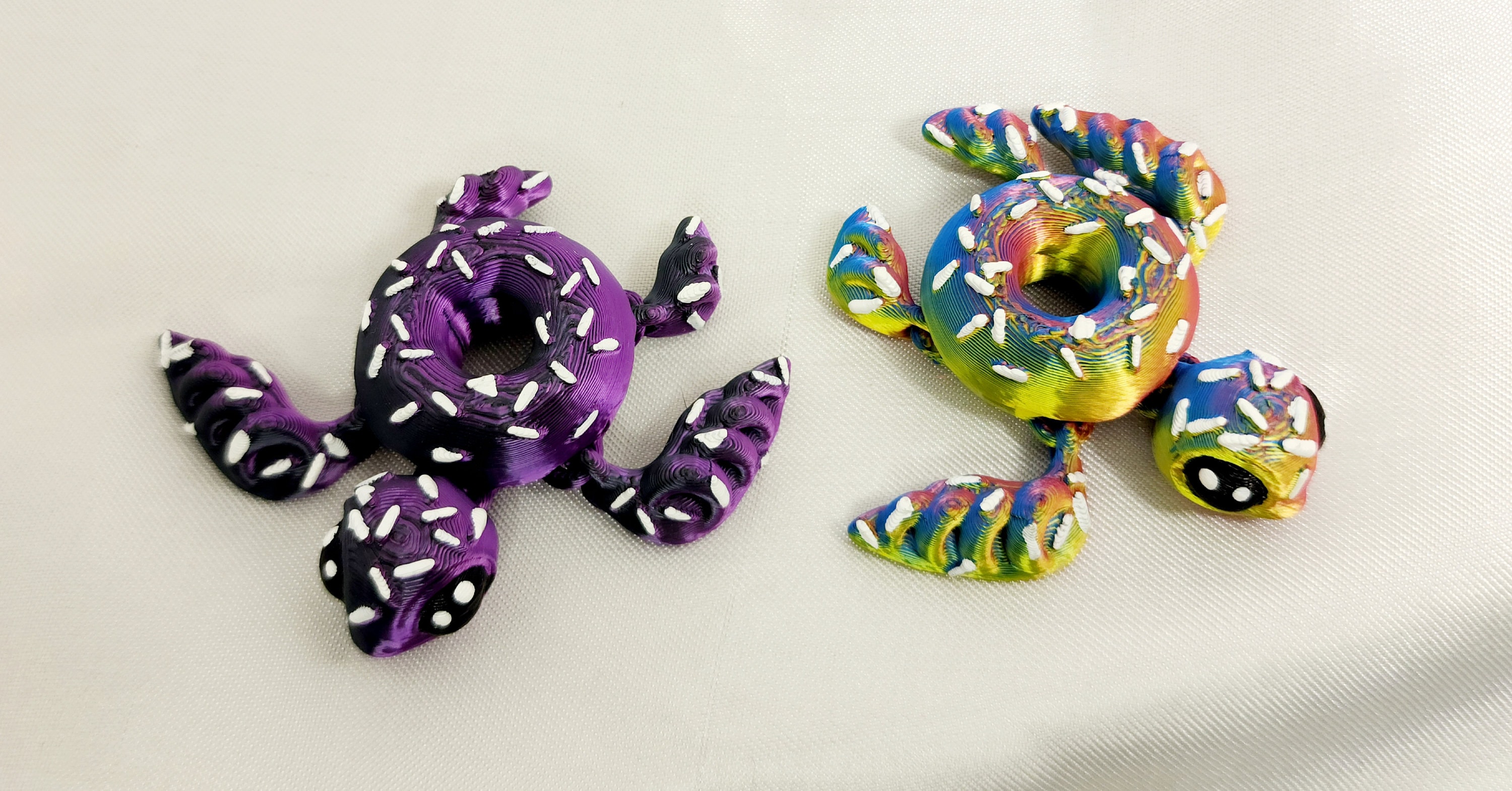 3D Printed Articulating Baby Donut Turtle Toy Hand Painted - Etsy