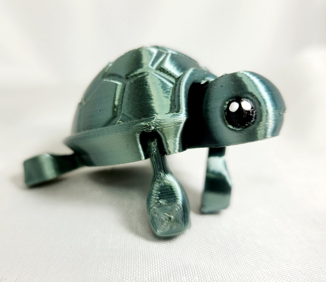 3D Printed Articulating Baby Box Turtle Toy - Hand Painted Collectible ...