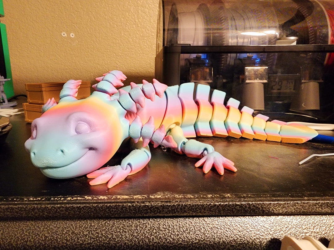 3D Printed Articulating Giant Axolotl Toy - Hand Painted Collectible ...