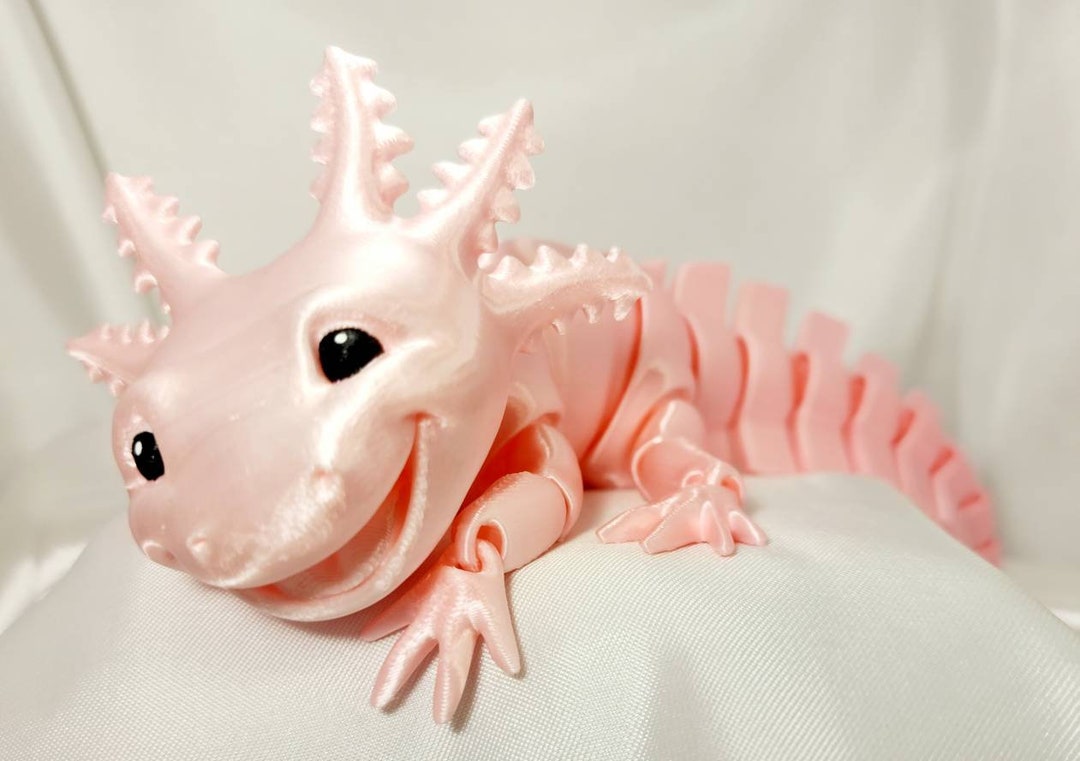 3D Printed Articulating Adolesent Axolotl Toy - Hand Painted ...