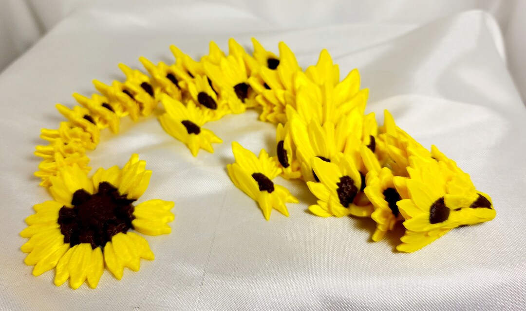 3D Printed Articulating Adult Sunflower Dragon Toy - Hand Painted ...