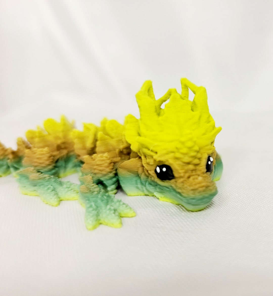 3D Printed Articulating Baby Autumn Dragon Toy - Hand Painted ...
