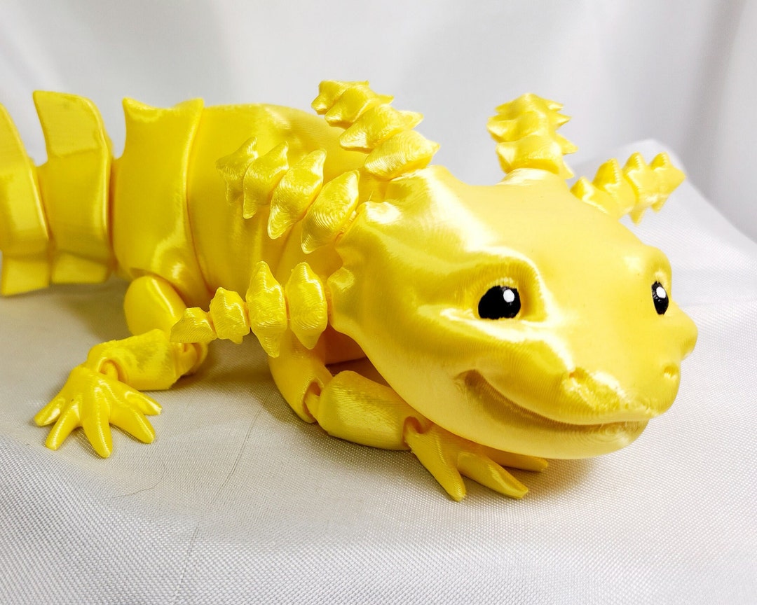 3D Printed *NEW HEAD* Articulating Adult Axolotl Toy - Hand Painted ...
