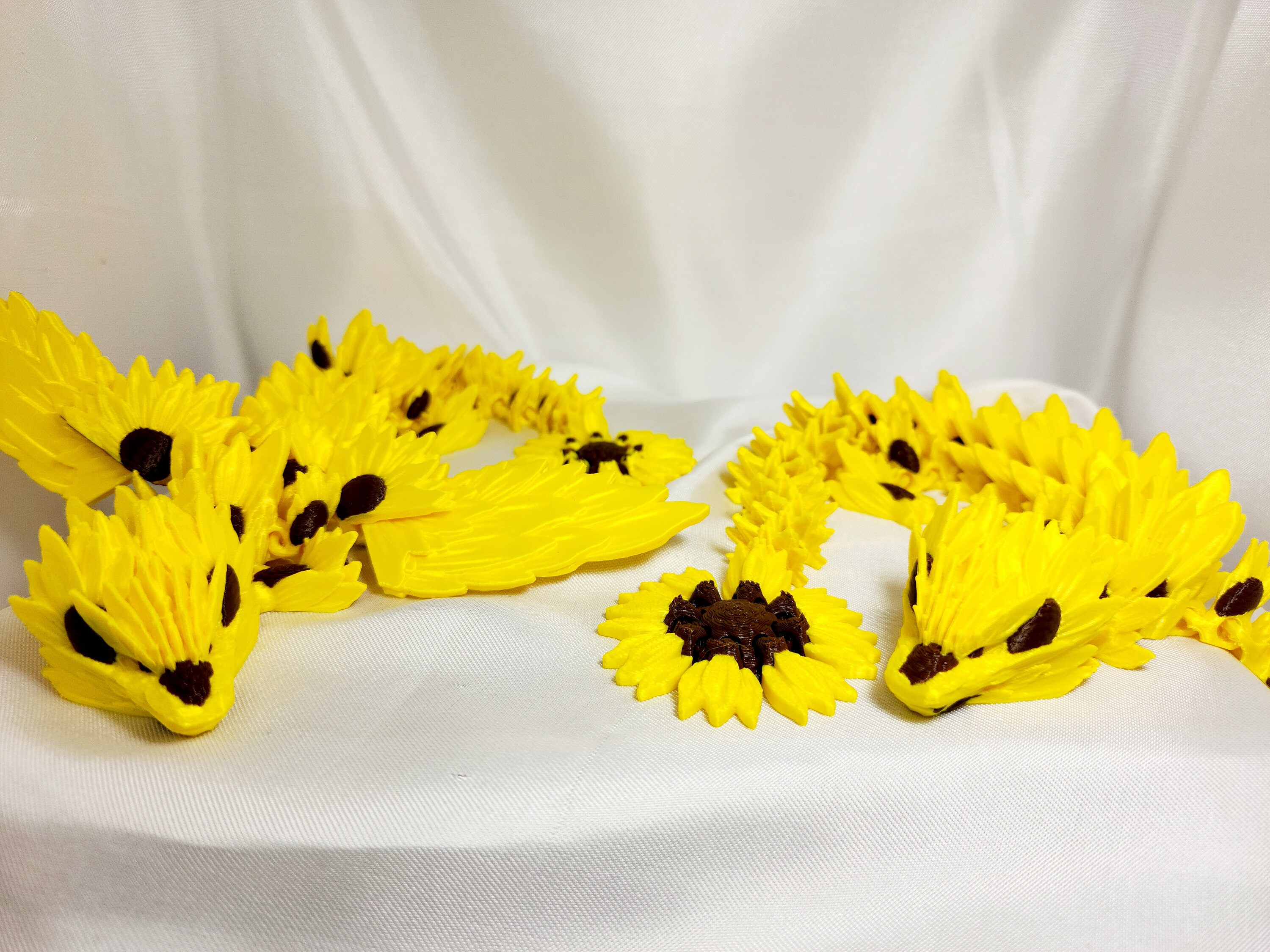 3D Printed Articulating Adult Sunflower Dragon Toy - Hand Painted ...
