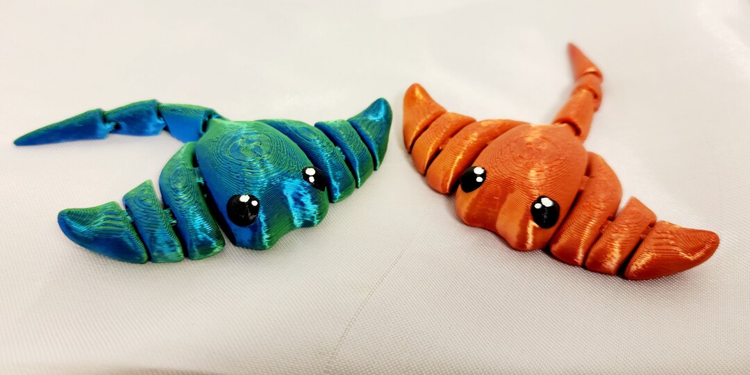 3D Printed Articulating Baby Singray Toy - Hand Painted Collectible ...