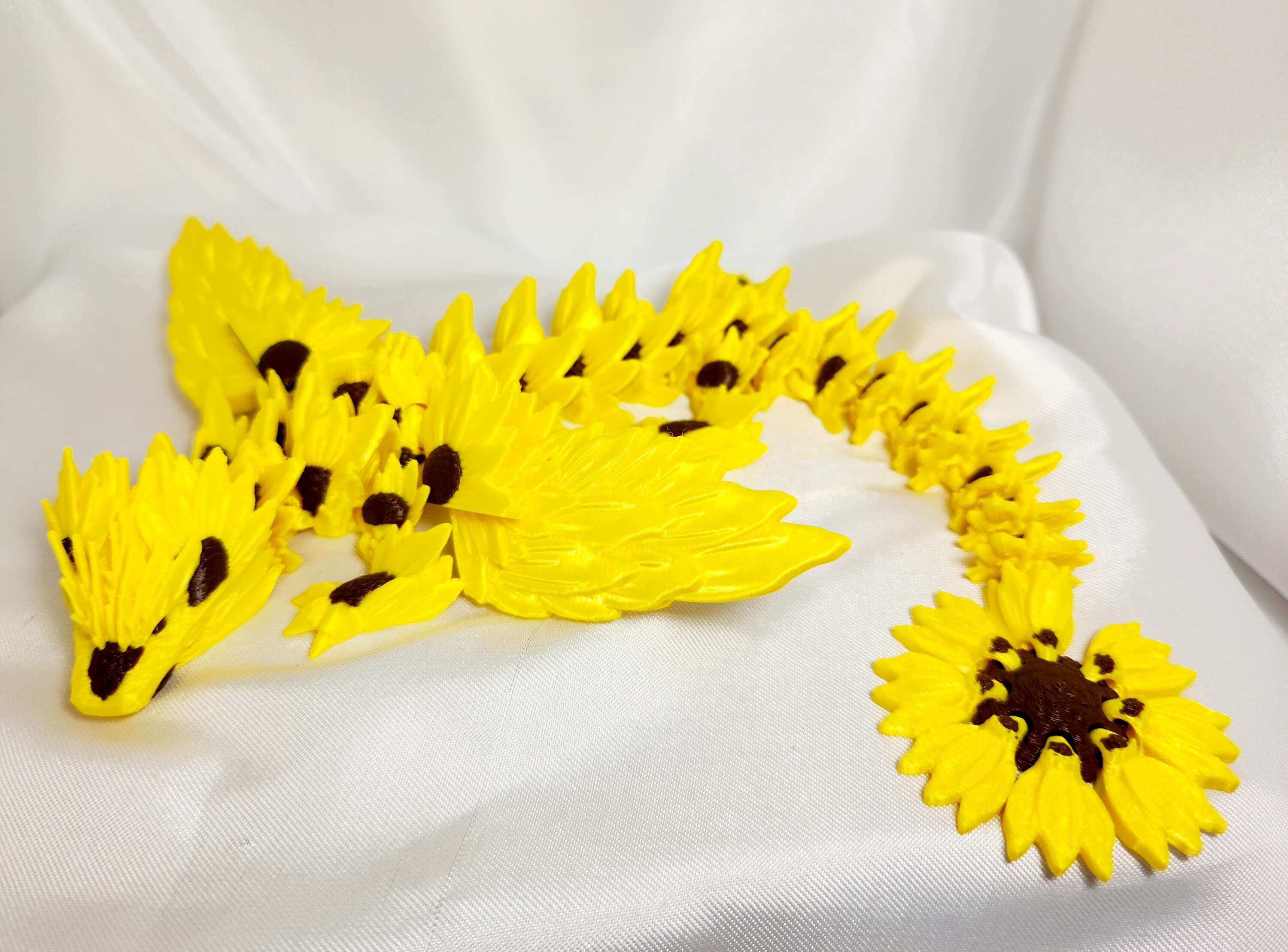 3D Printed Articulating Adult WINGED Sunflower Dragon Toy Hand Painted ...