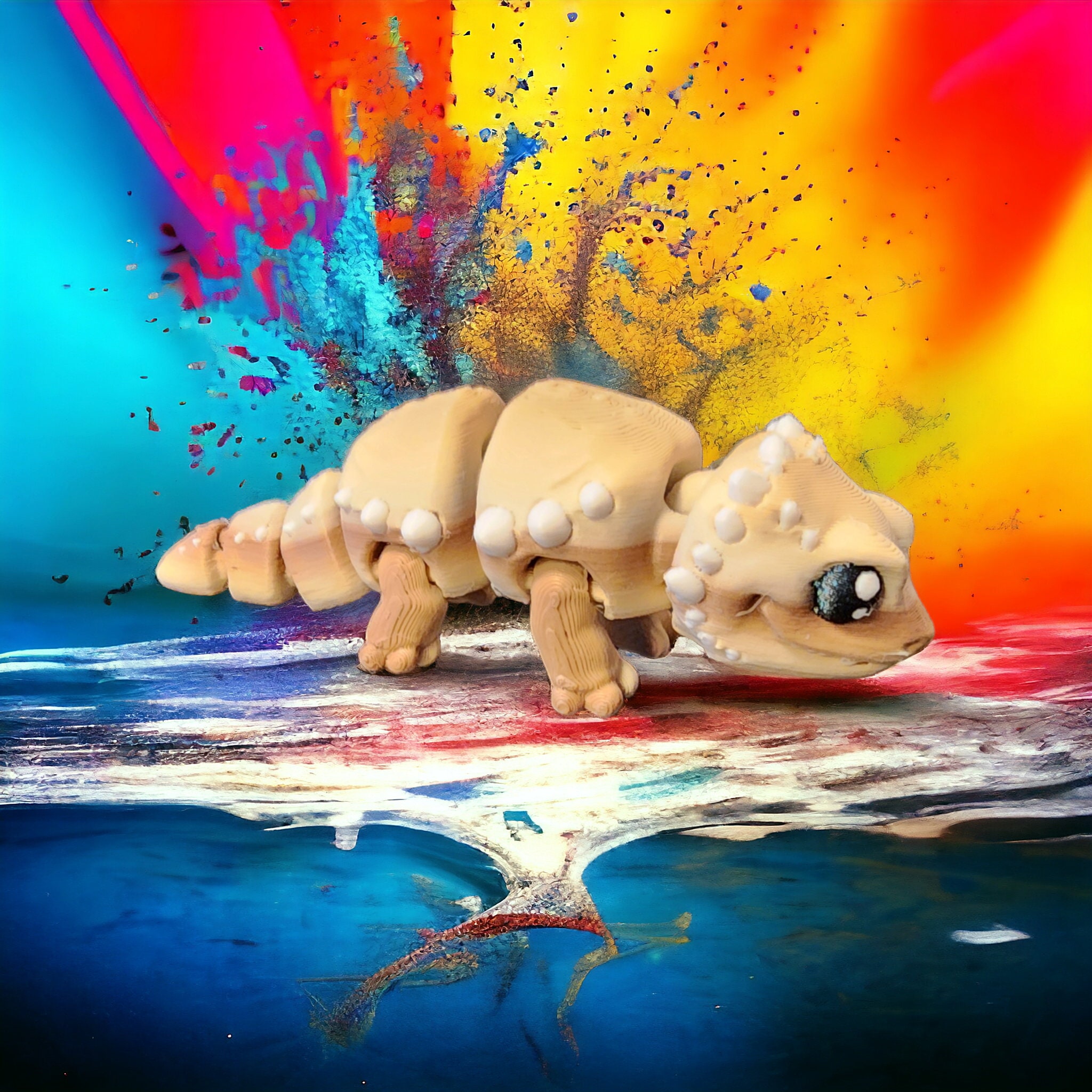3D Printed Articulating Baby Bearded Dragon Toy - Multi Color Printed ...