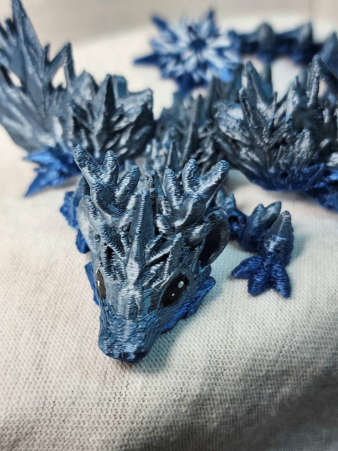 3D Printed Articulating Baby Winter Snowflake Dragon Toy - Hand Painted ...