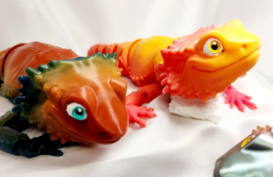3D Printed Articulating Adult Bearded Dragon Toy - Hand Painted ...