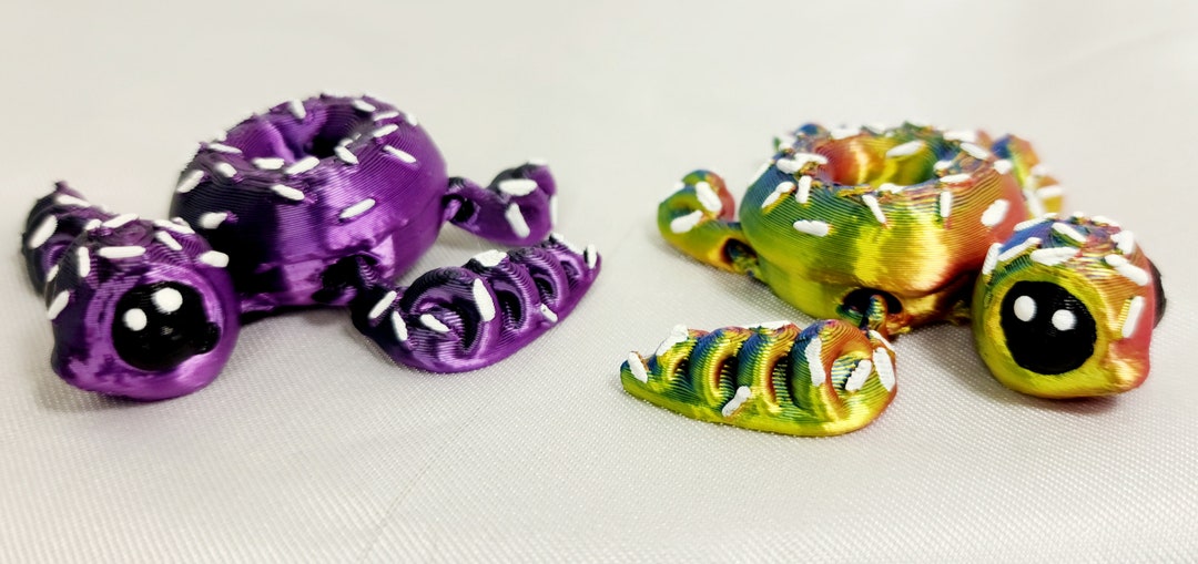 3D Printed Articulating Baby Donut Turtle Toy - Hand Painted ...