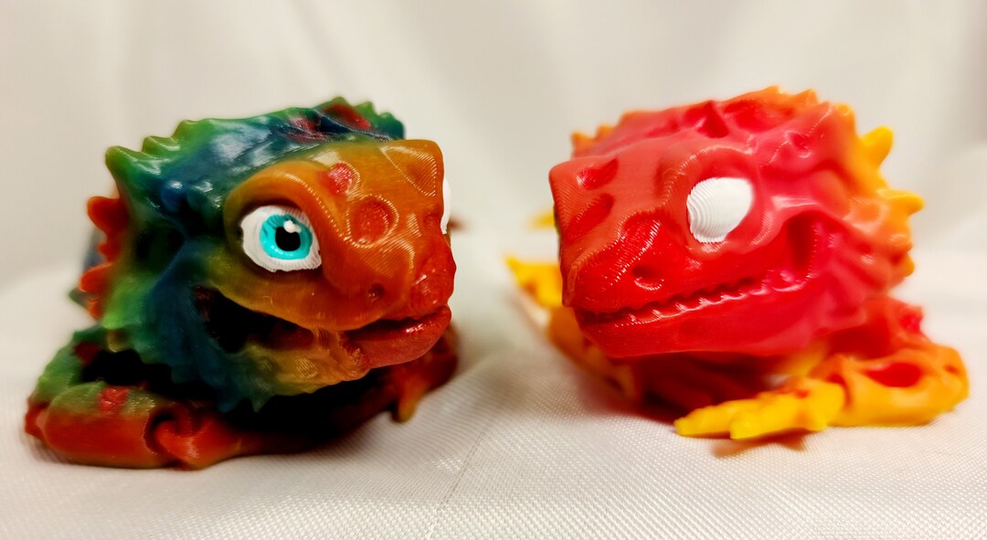 3D Printed Articulating Adult Zombie Bearded Dragon Toy - Hand Painted ...