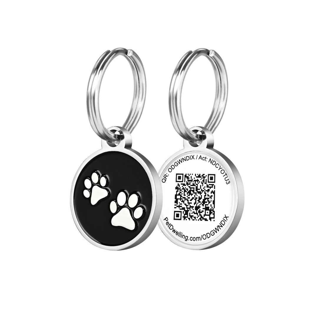 Pet Dwelling Mini Dual Paw QR Code Pet ID Tag: Instant Online - Etsy