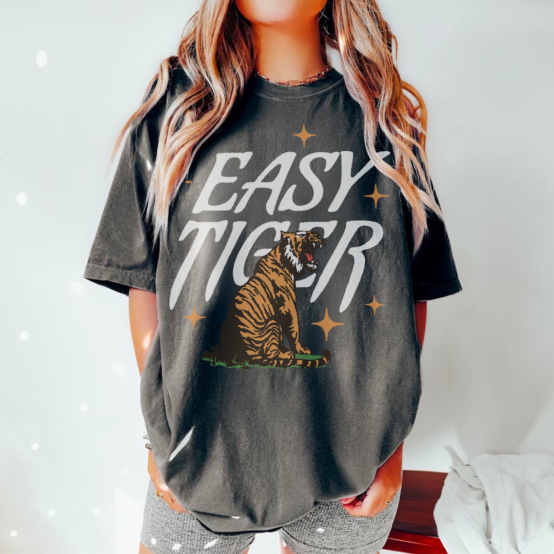 Easy Tiger Graphic Tee Shirt, Trendy Aesthetic Comfort Colors Graphic ...