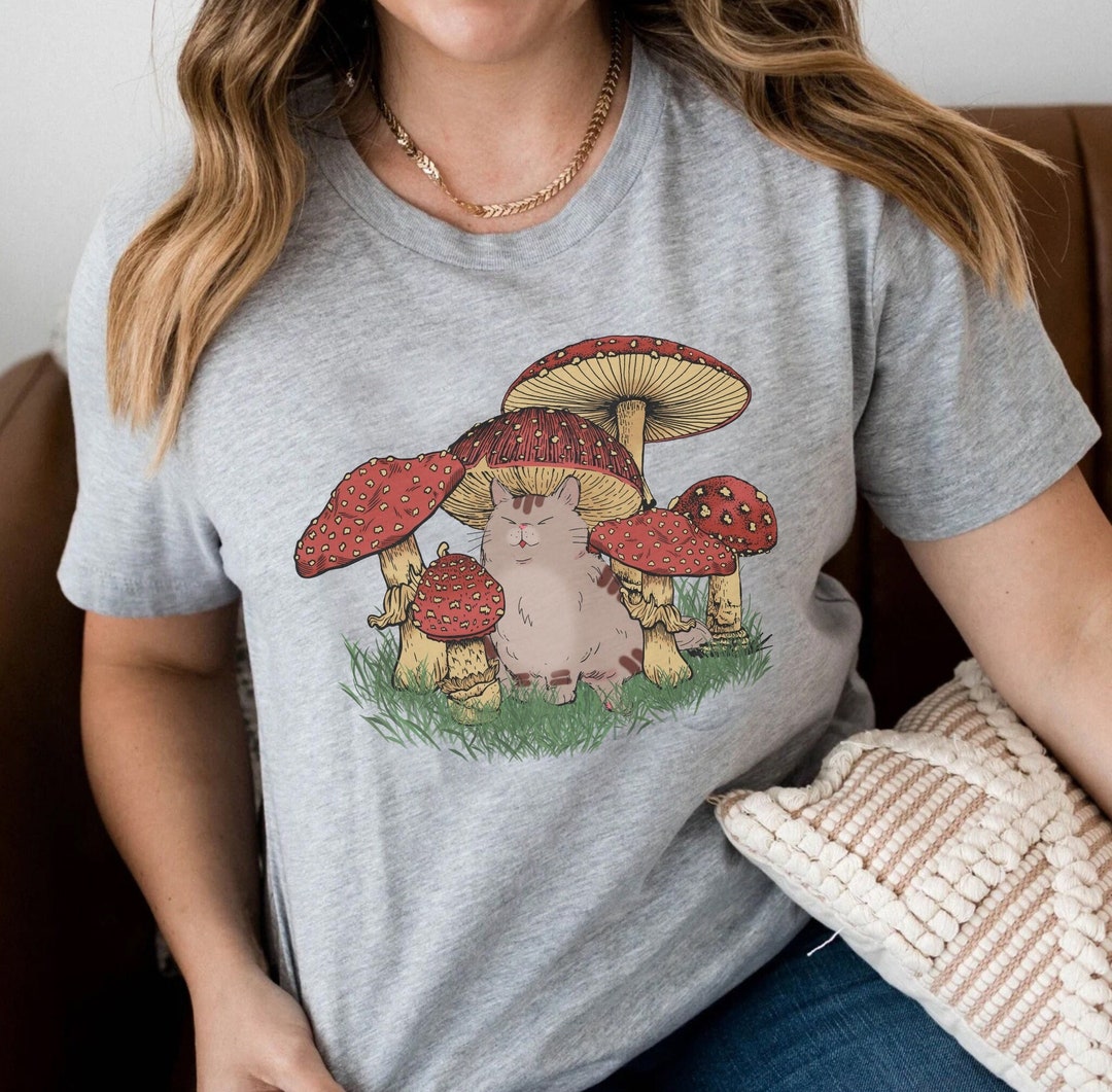 Goblincore Shirt, Cat Mushroom Shirt, Cats Lovers Tee Gift, Nature ...