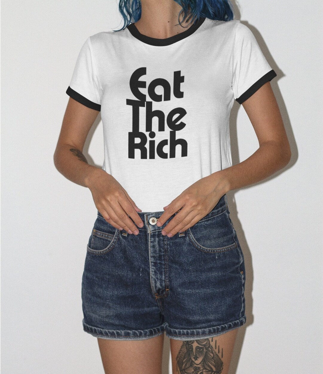 Eat the Rich Ringer Tee, Eat the Rich Shirt, Let Them Eat Cake, Leftist Shirt, 70s Ringer Tee ...
