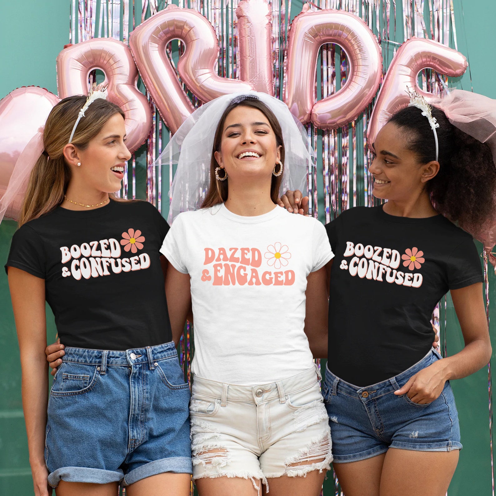 Boozed & Confused Bachelorette Party Shirts Dazed and Engaged - Etsy
