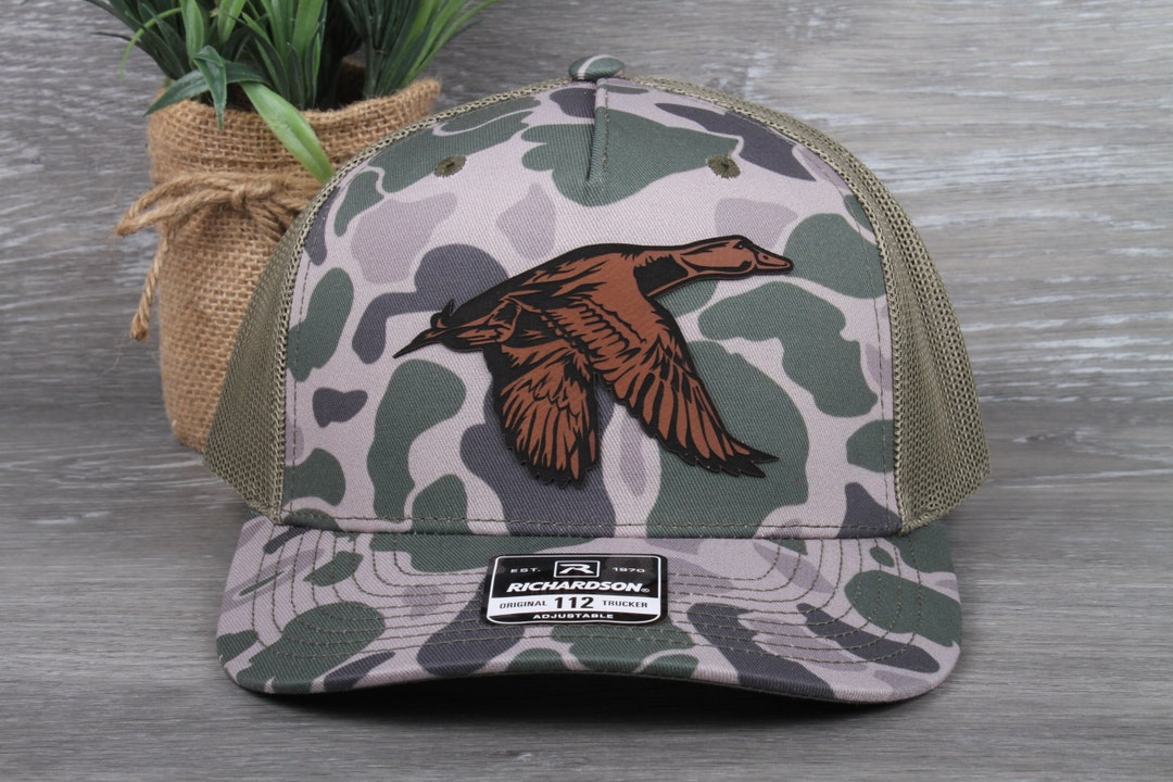 Flying Duck Leatherette Patch | Richardson 112 Duck Camo Hat | Marsh Duck Camo/loden - Etsy