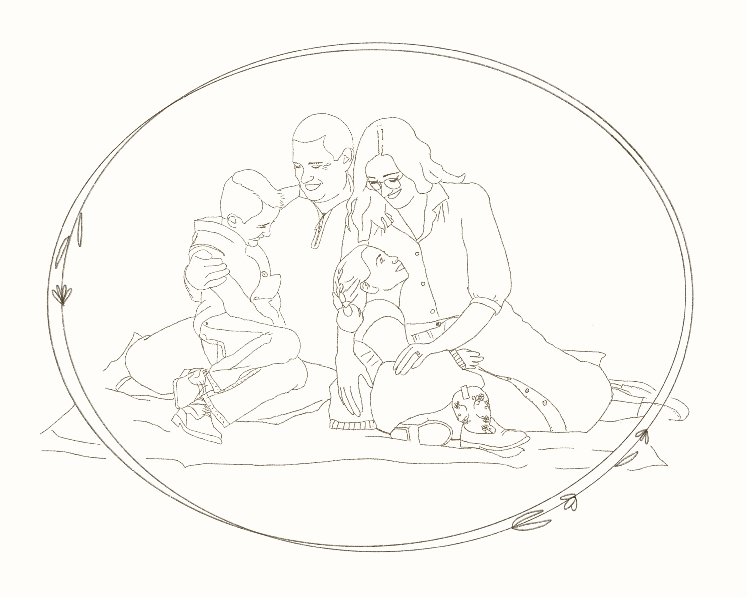 Custom Line Art Portrait Family and Group - Etsy