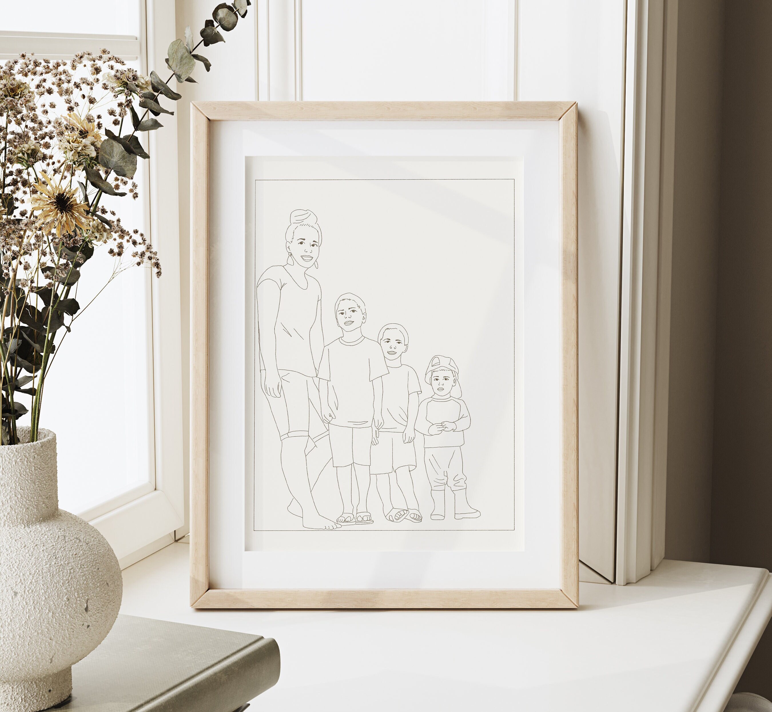 Custom Line Art Portrait Family and Group - Etsy