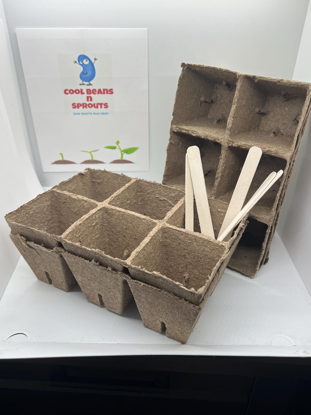 Peat Moss Planting Pots, 6 Cell Strip W/label Sticks,3x3 Cells. - Etsy