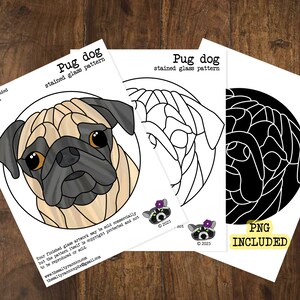 Pug Dog Stained Glass Pattern Includes Printable Pages and Cricut PNG ...