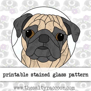 Pug Dog Stained Glass Pattern - Includes Printable Pages and Cricut PNG ...