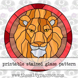 Lion Stained Glass Pattern Includes Printable Pages and Cricut PNG File ...
