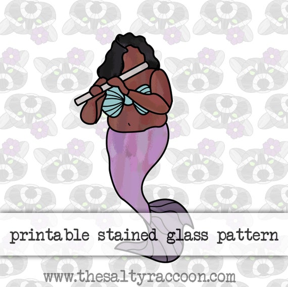 Mermaid Digital Stained Glass Pattern Includes Printable - Etsy