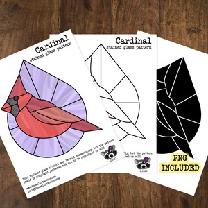 Cardinal Stained Glass Pattern Includes Printable Pages and Cricut PNG ...