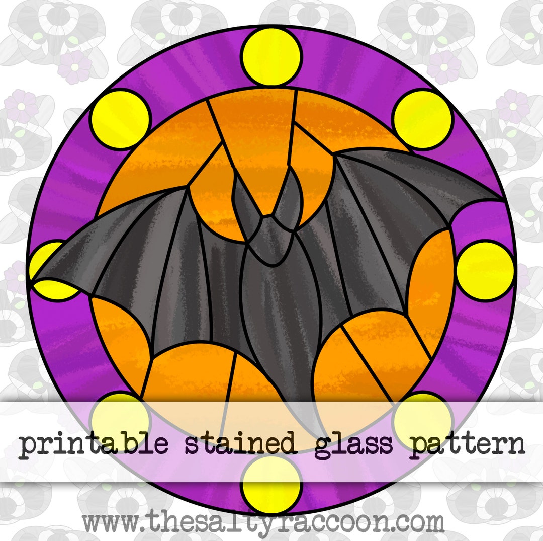 Halloween Bat Stained Glass Pattern Includes Printable Pages and Cricut ...