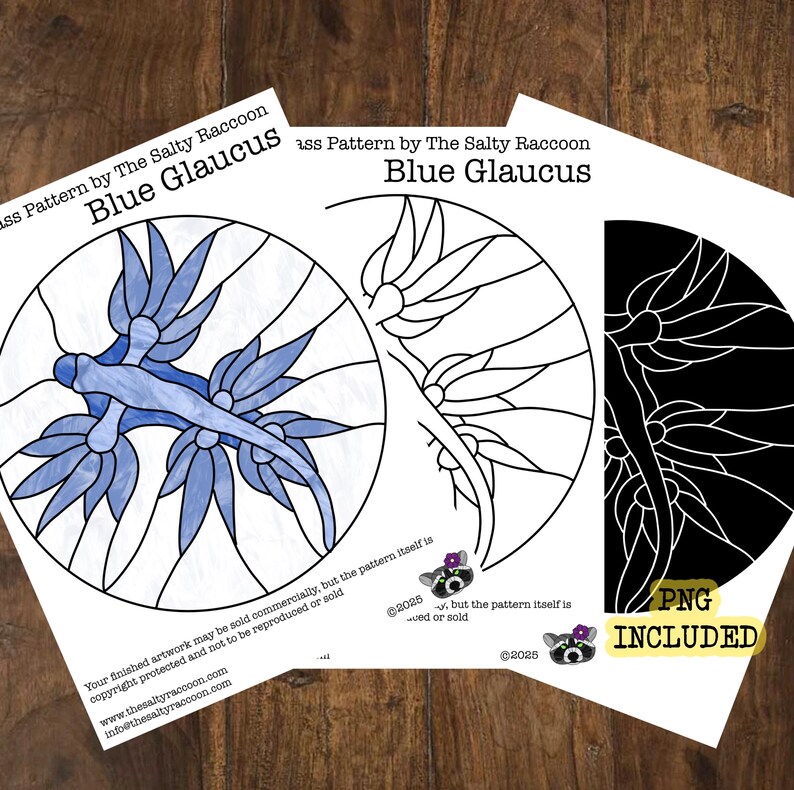 Blue Glaucus Digital Stained Glass Pattern - Includes Printable Pages ...