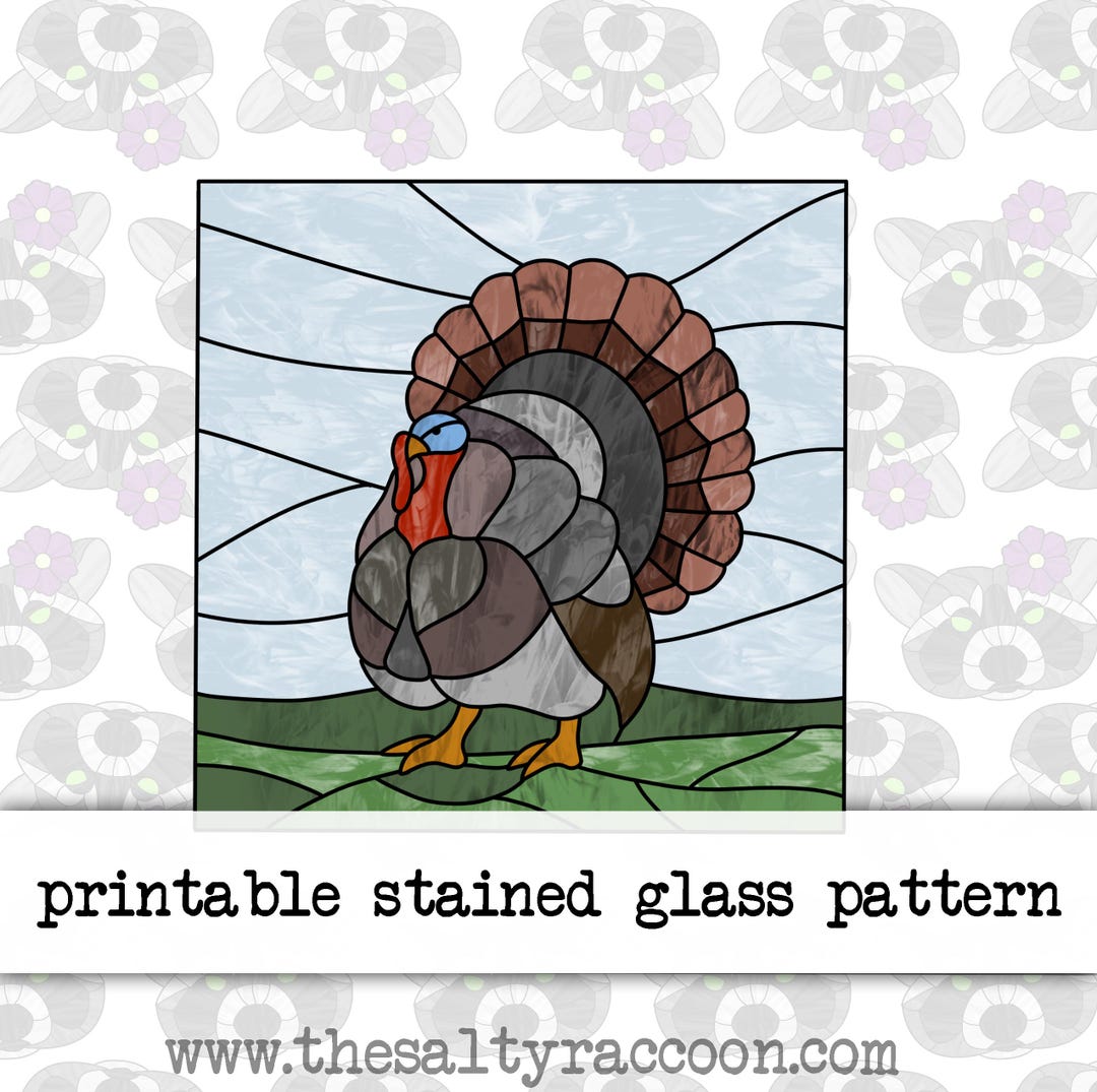 Turkey With Background Digital Stained Glass Pattern - Includes ...
