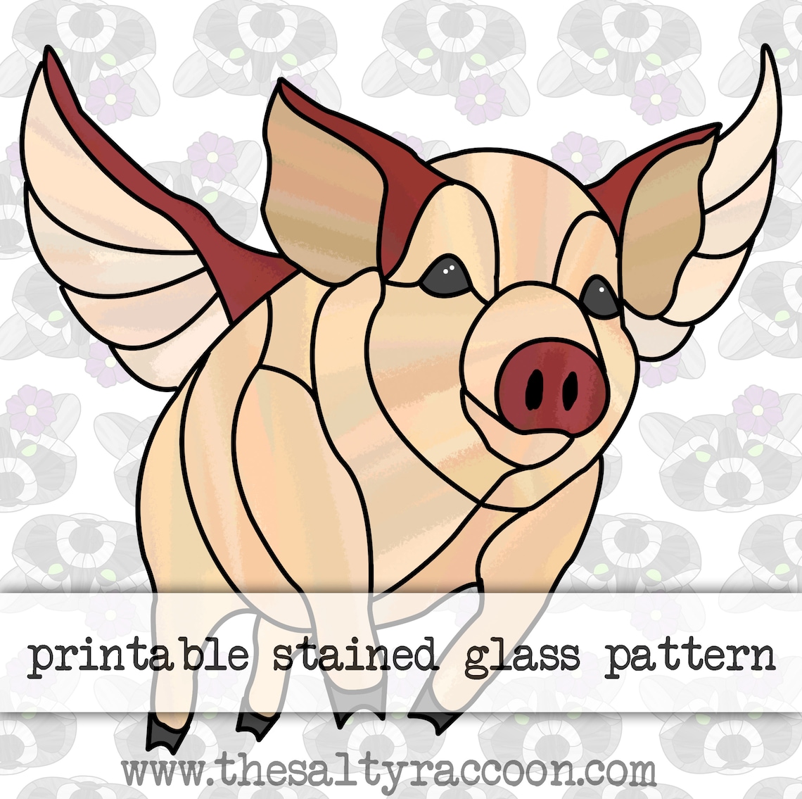 Flying Pig Stained Glass Pattern Includes Printable Pages - Etsy