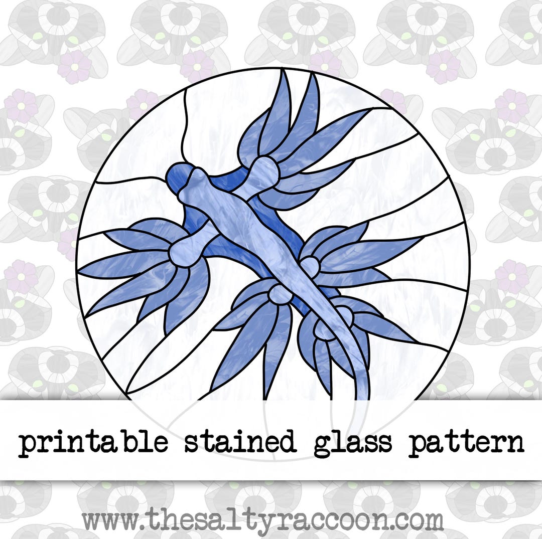 Blue Glaucus Digital Stained Glass Pattern - Includes Printable Pages ...
