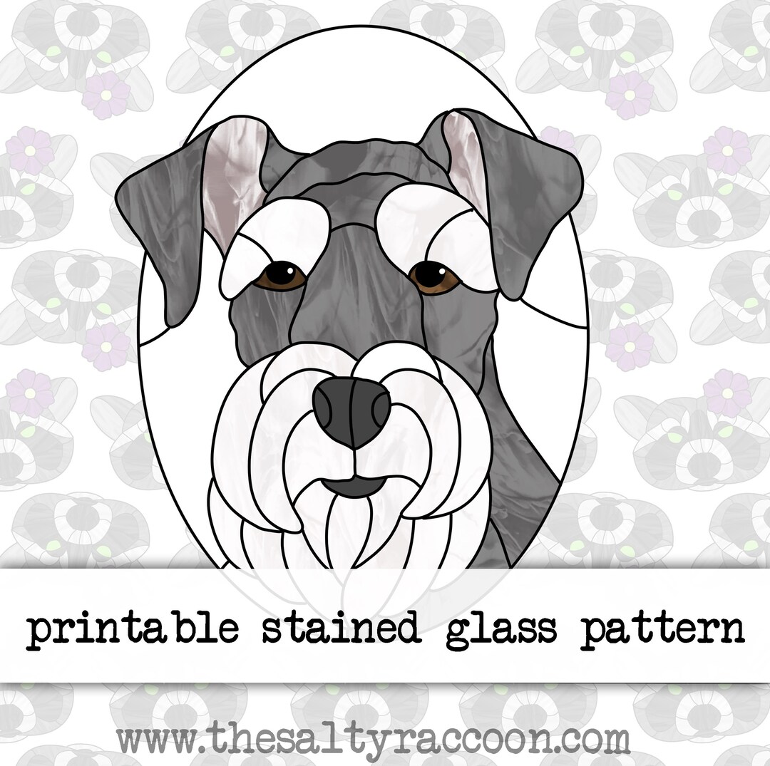 Schnauzer Digital Stained Glass Pattern Includes Printable Pages and ...