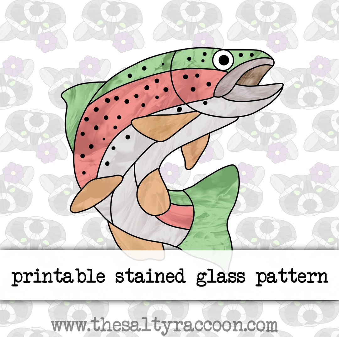 Rainbow Trout Digital Stained Glass Pattern Includes Printable Pages ...