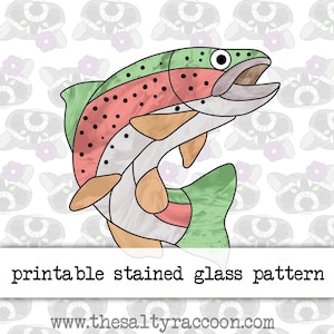 Rainbow Trout Digital Stained Glass Pattern Includes Printable Pages ...