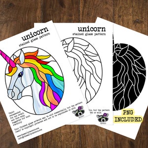 Unicorn Stained Glass Pattern Includes Printable Pages and Cricut PNG ...