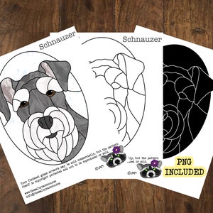 Schnauzer Digital Stained Glass Pattern Includes Printable Pages and ...