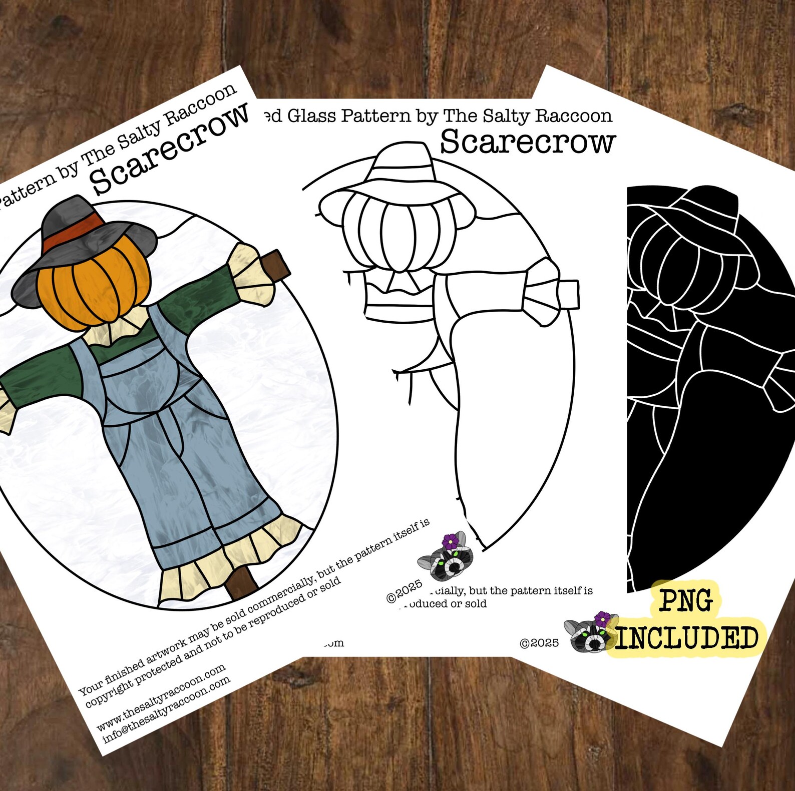 Scarecrow Digital Stained Glass Pattern - Includes Printable Pages and ...