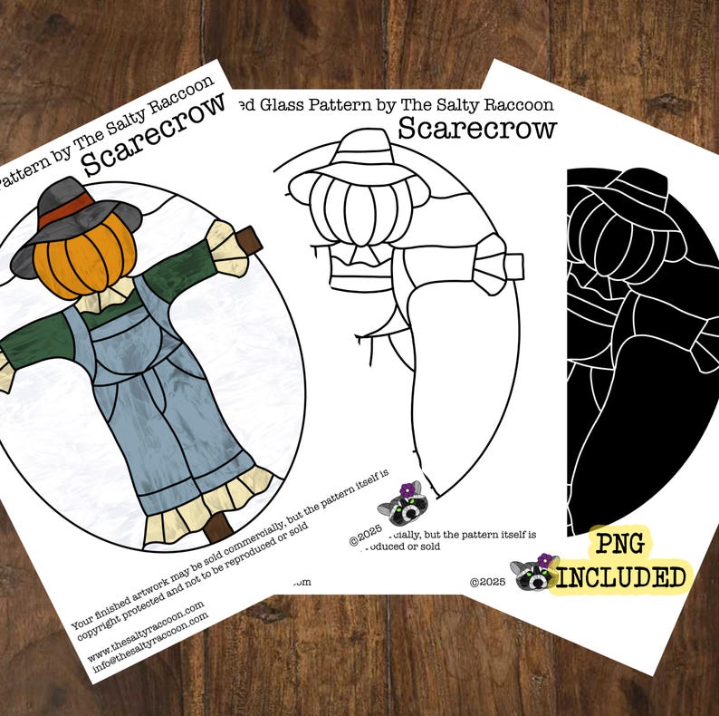 Scarecrow Digital Stained Glass Pattern - Includes Printable Pages and ...