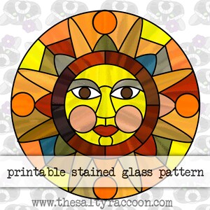 Shining Sun Stained Glass Pattern Includes Printable Pages and Cricut ...