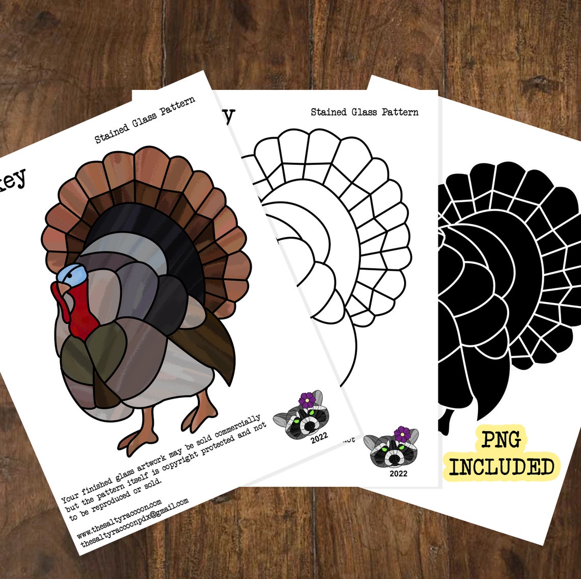 Turkey Digital Stained Glass Pattern - Includes Printable Pages and ...