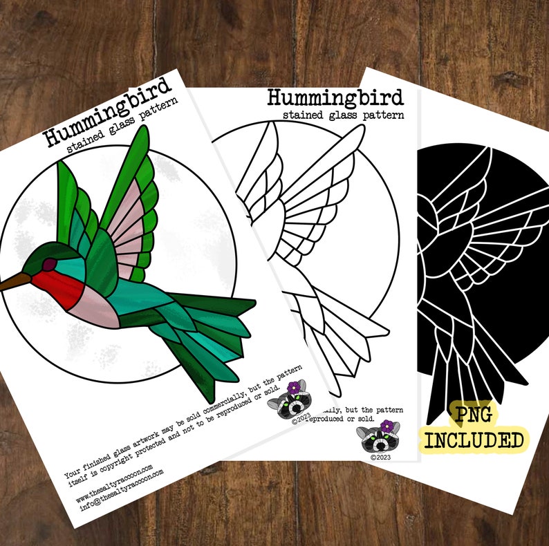 Hummingbird Stained Glass Pattern Includes Printable Pages - Etsy