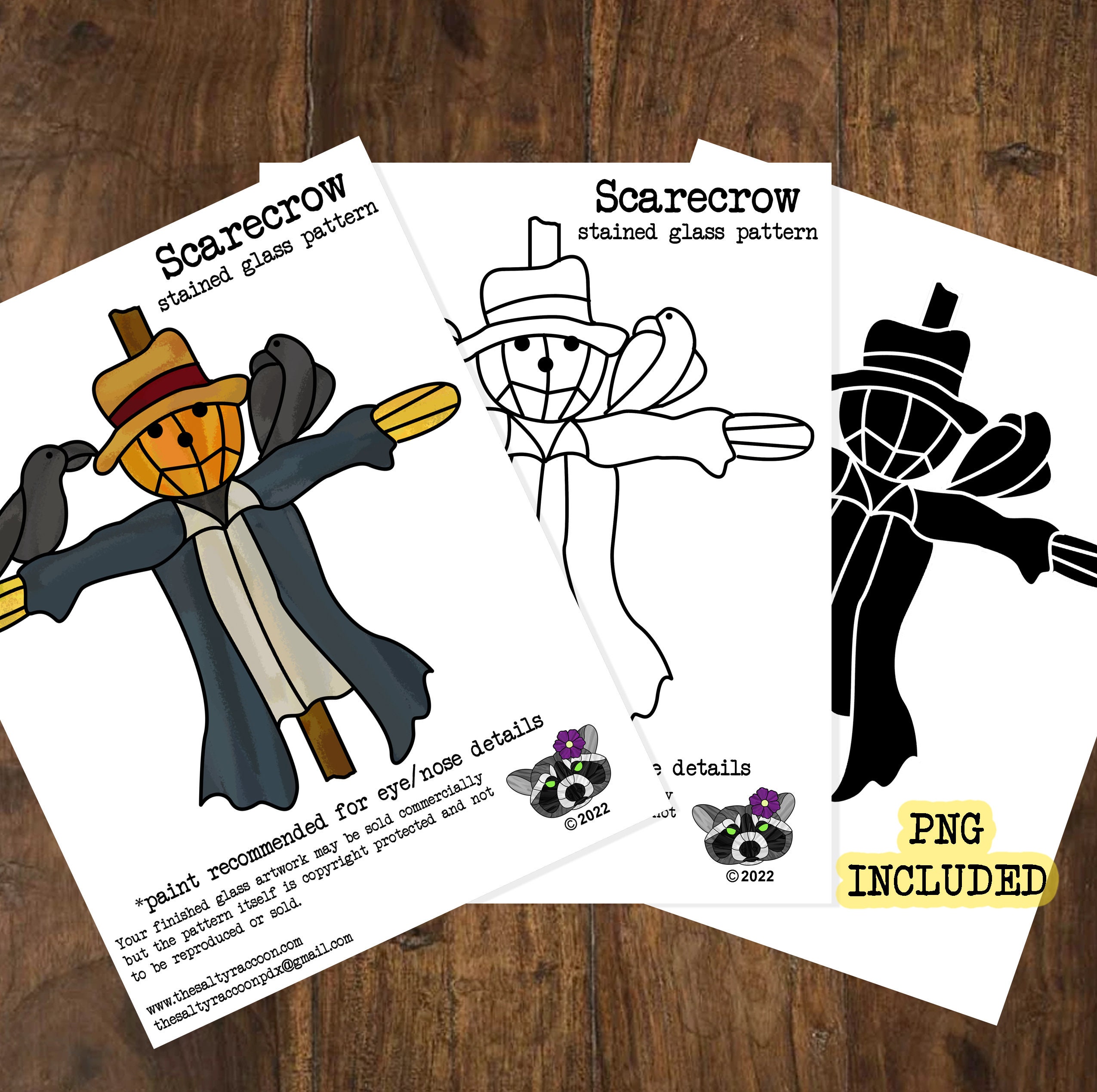 Scarecrow Digital Stained Glass Pattern Includes Printable - Etsy